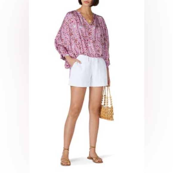 RHODE | Tops | Rhode Medium Helene Gathered Crepe De Chine Bird Top ...